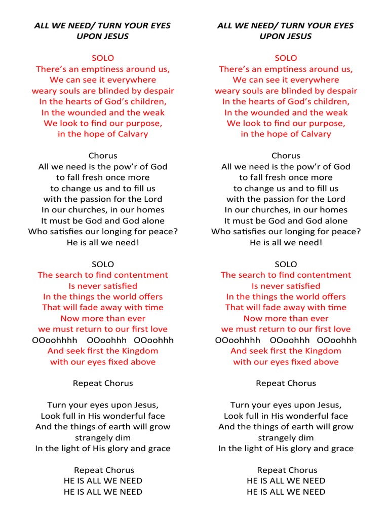 All We Need | PDF | Glory (Religion) | Jesus