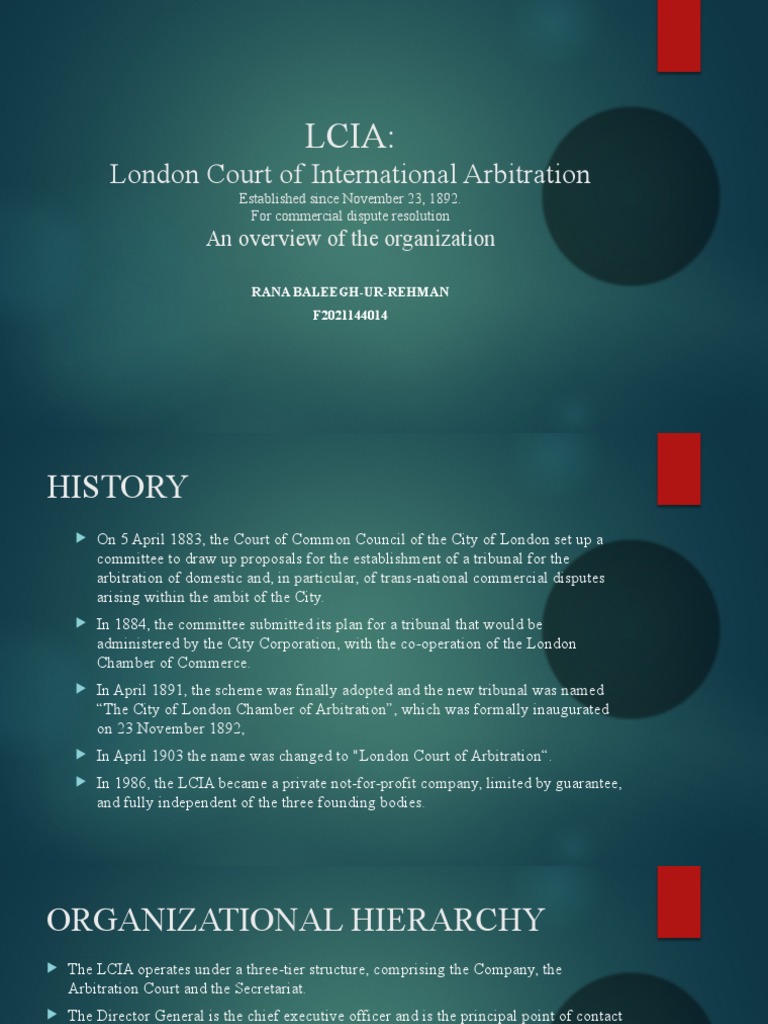 LCIA Presentation | PDF | Arbitration | Mediation