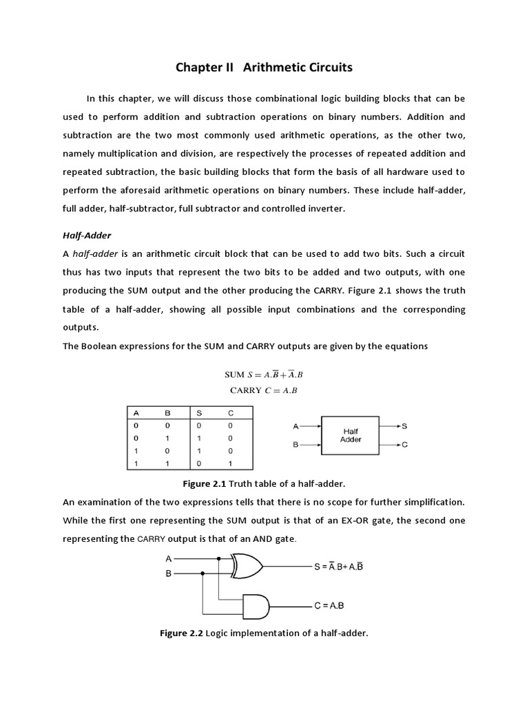 Chapter IIb Arithmetic Circuits | PDF | Mathematical Logic | Mathematics Chapter IIb Arithmetic Circuits | PDF | Mathematical Logic | Mathematics