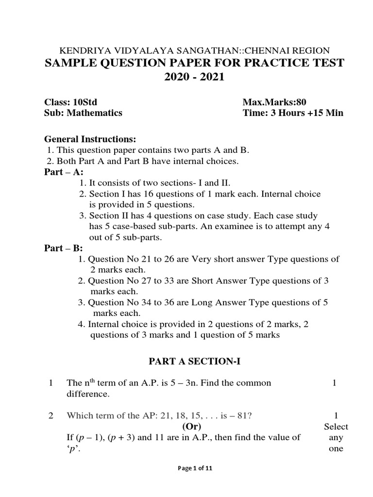 10 Sample Paper Chennai Region 2 | PDF | Circle | Triangle