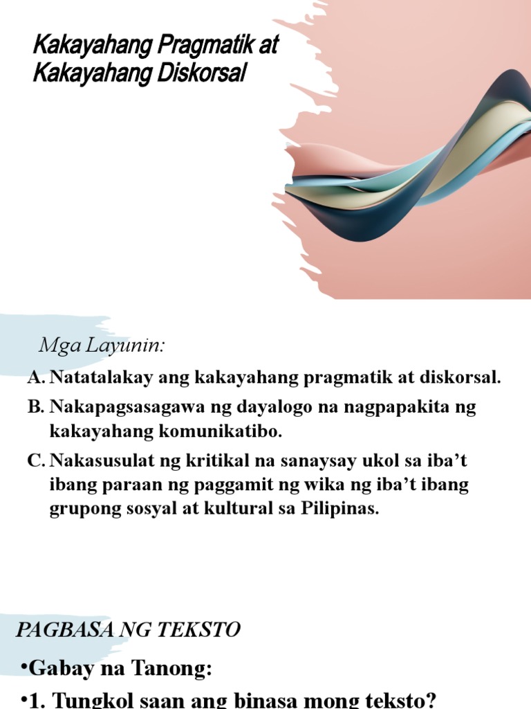 8kakayahang Pragmatik at Kakayahang Diskorsal | PDF
