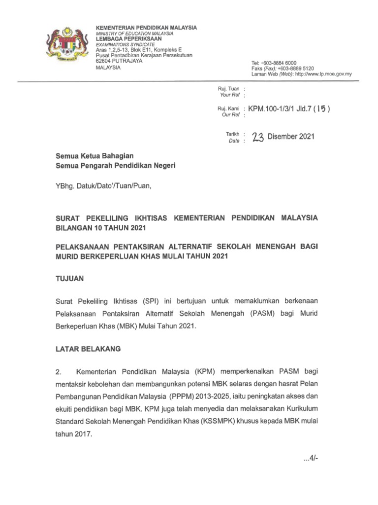 2 SPI Bil 10 Tahun 2022 Pelaksanaan PASM Bagi MBK Mulai Tahun 2021 | PDF