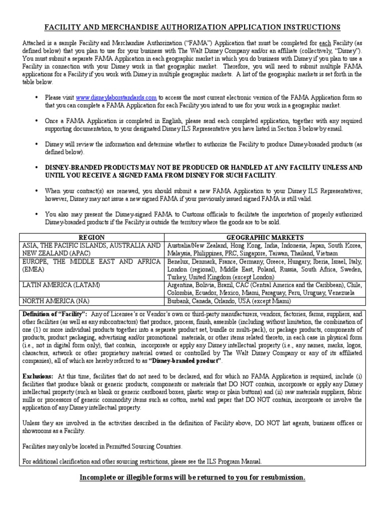 Disney FAMA Application Instructions | PDF | Latin America | License