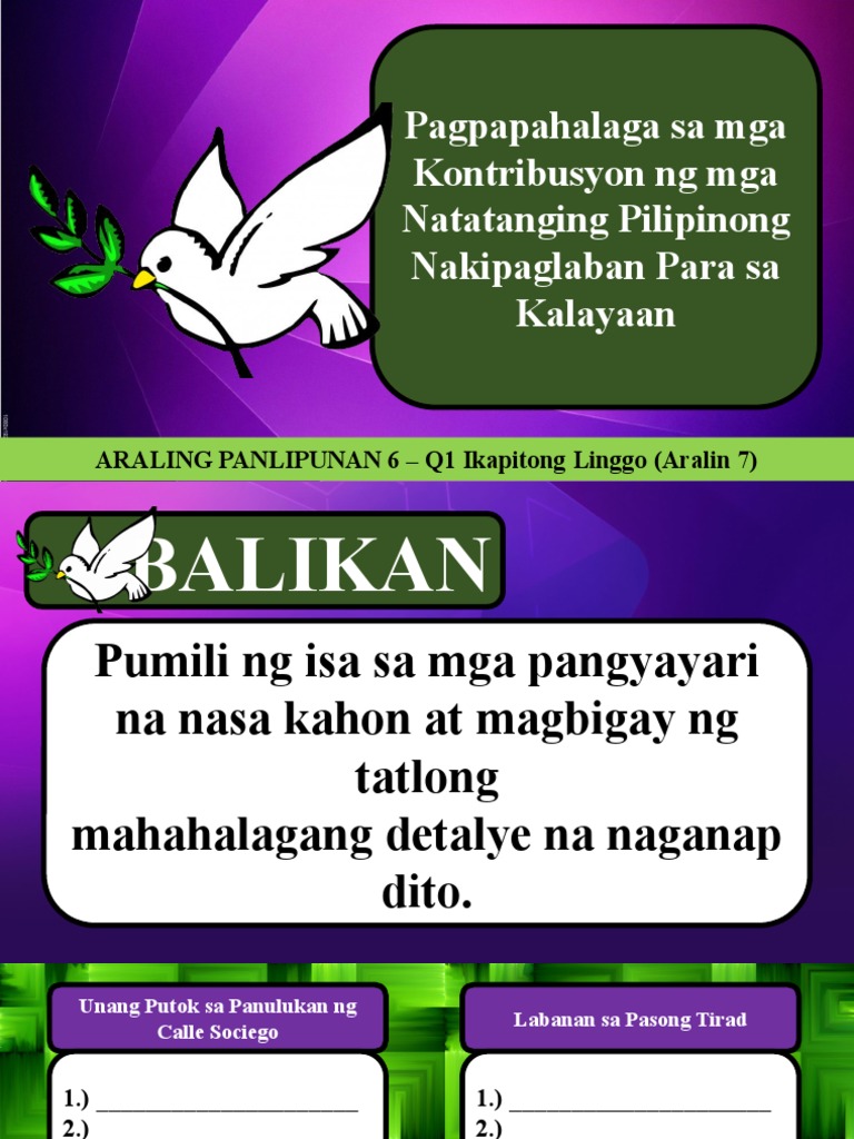(AP 6 Week 7) - Pagpapahalaga Sa Mga Kontribusyon NG Mga Natatanging ... (AP 6 Week 7) - Pagpapahalaga Sa Mga Kontribusyon NG Mga Natatanging ...
