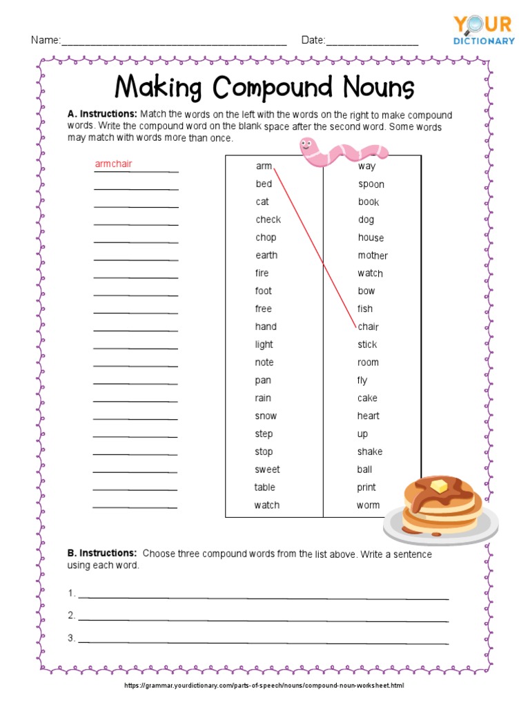 Compound Nouns Worksheet and Answers | PDF | Linguistics | Linguistic ...