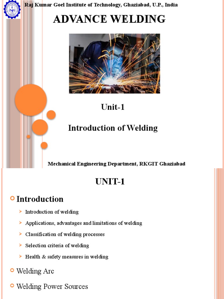 L1 Unit-1 Advance Welding | PDF | Welding | Construction