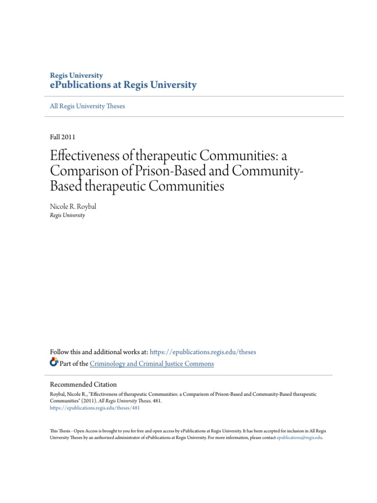 Effectiveness of Therapeutic Communities - A Comparison of Prison | PDF ...