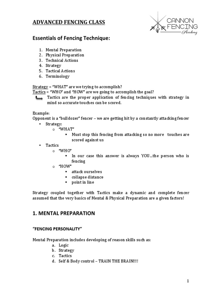 Advanced Fencing Tactics and Strategies | PDF | Fencing | Motivation