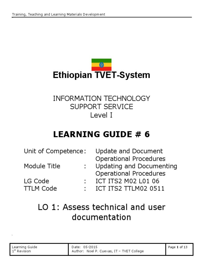 Ethiopian TVET-System: Learning Guide # 6 | PDF | Documentation | Markup Language