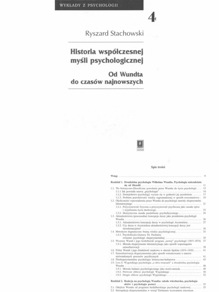 Stachowski R. - Historia Współczesnej Myśli Psychologicznej | PDF