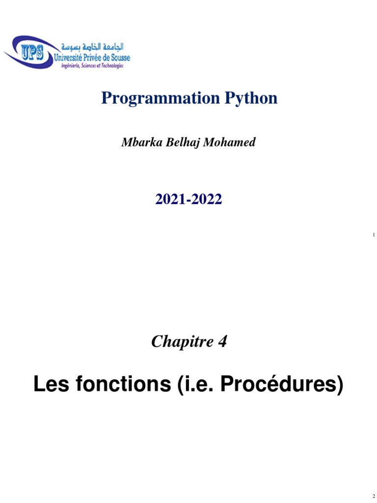 Chapitre 4 PYTHON | PDF | Variable (informatique) | Programmation modulaire