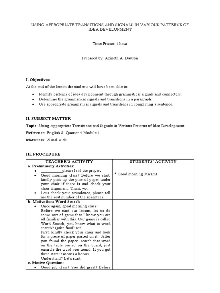 Lesson Plan 8.0 - 115716 | PDF