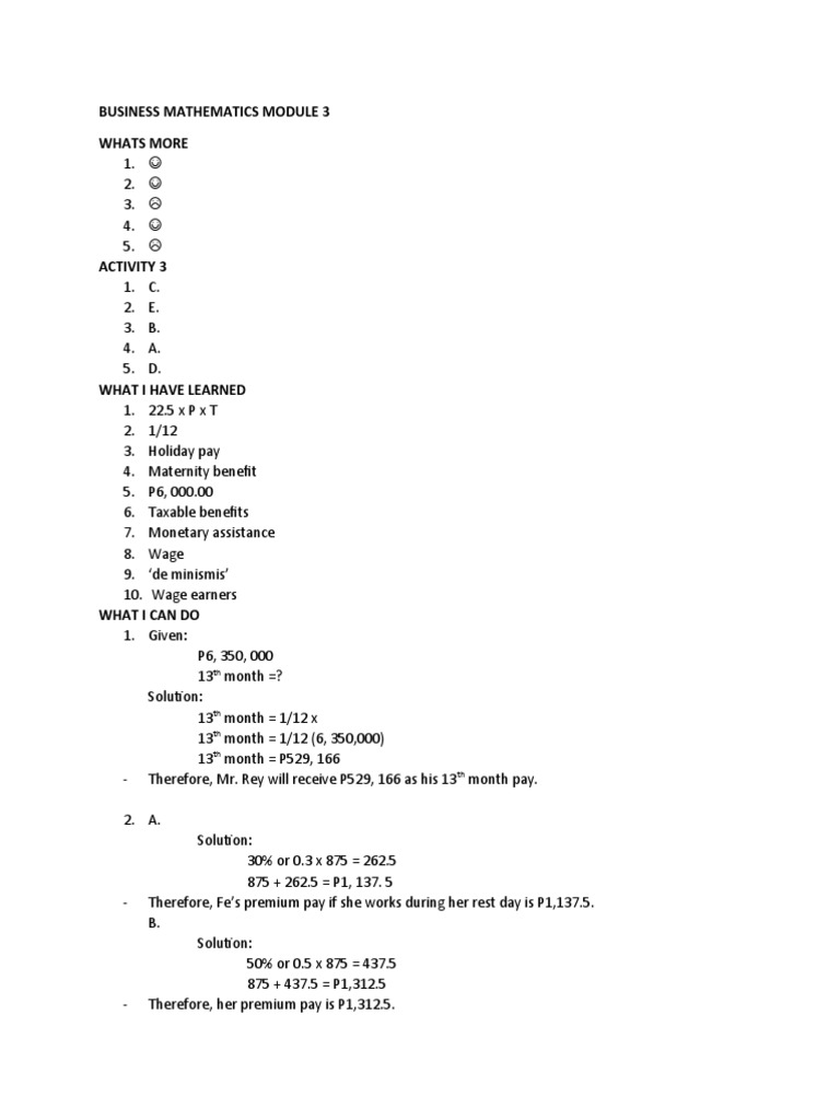 Business Mathematics Module 3 | PDF