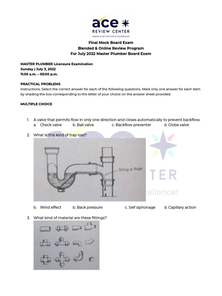 Master Plumber Mock Board Exam Review: Answers and Explanations | PDF ...