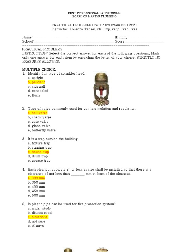 Tanael Practical Preboard | PDF | Plumbing | Pipe (Fluid Conveyance)