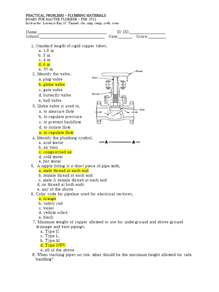 MP 221 Tanael PRACTICAL Plumbing Materials | PDF | Plumbing | Pipe (Fluid Conveyance)