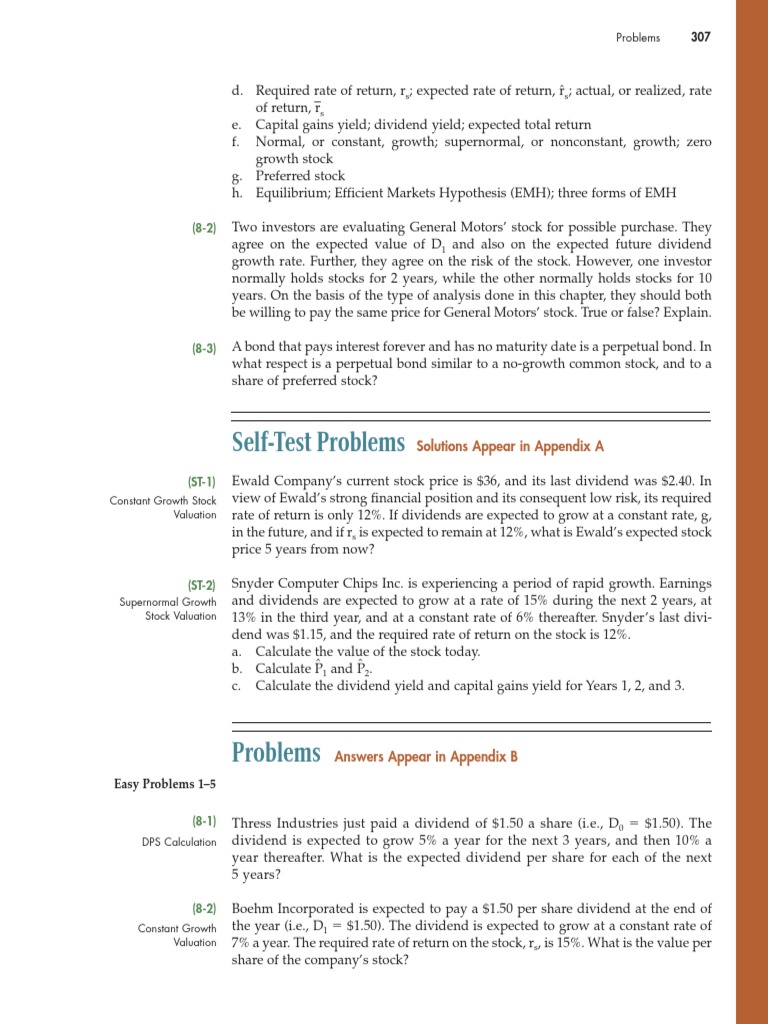 Stock Valuation Practice Questions | Download Free PDF | Stocks | Preferred Stock