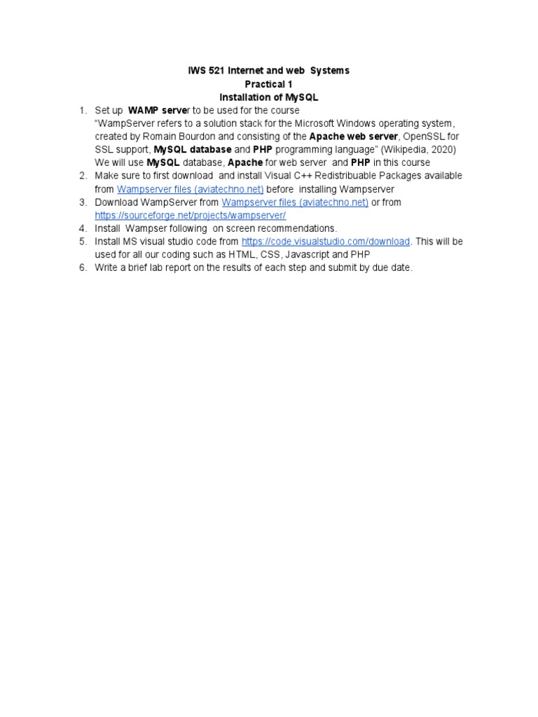 Practical 1 Installation Of Wamp Server Pdf 1773