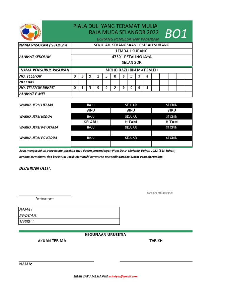 Borang Daftar PRM Bo1 Bo2 Bo3 Dan Bo4 | PDF