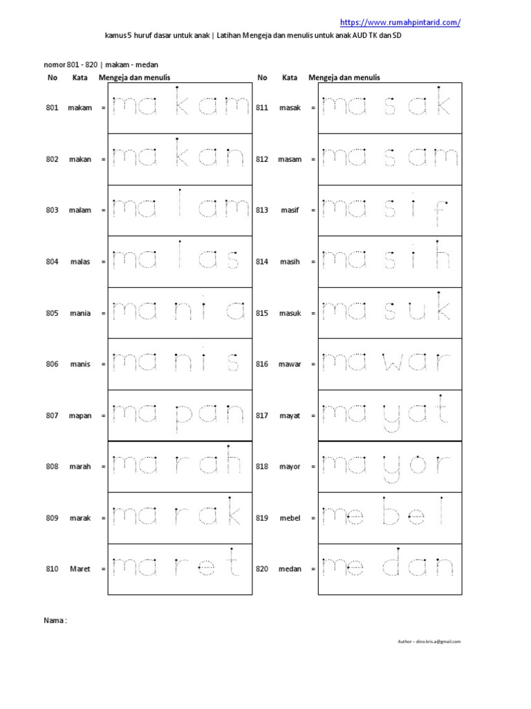 Master Mengeja Dan Menulis 5 Huruf 42 | PDF