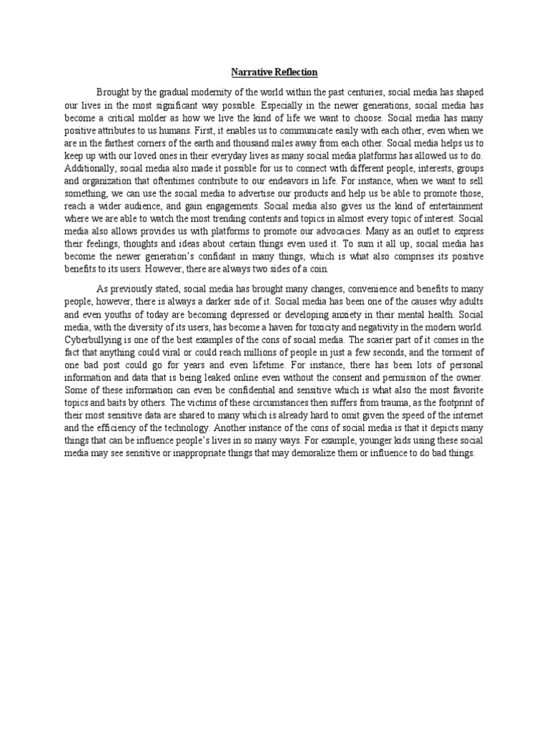 Narrative Reflection of Modern World | PDF | Social Media | Popular ...
