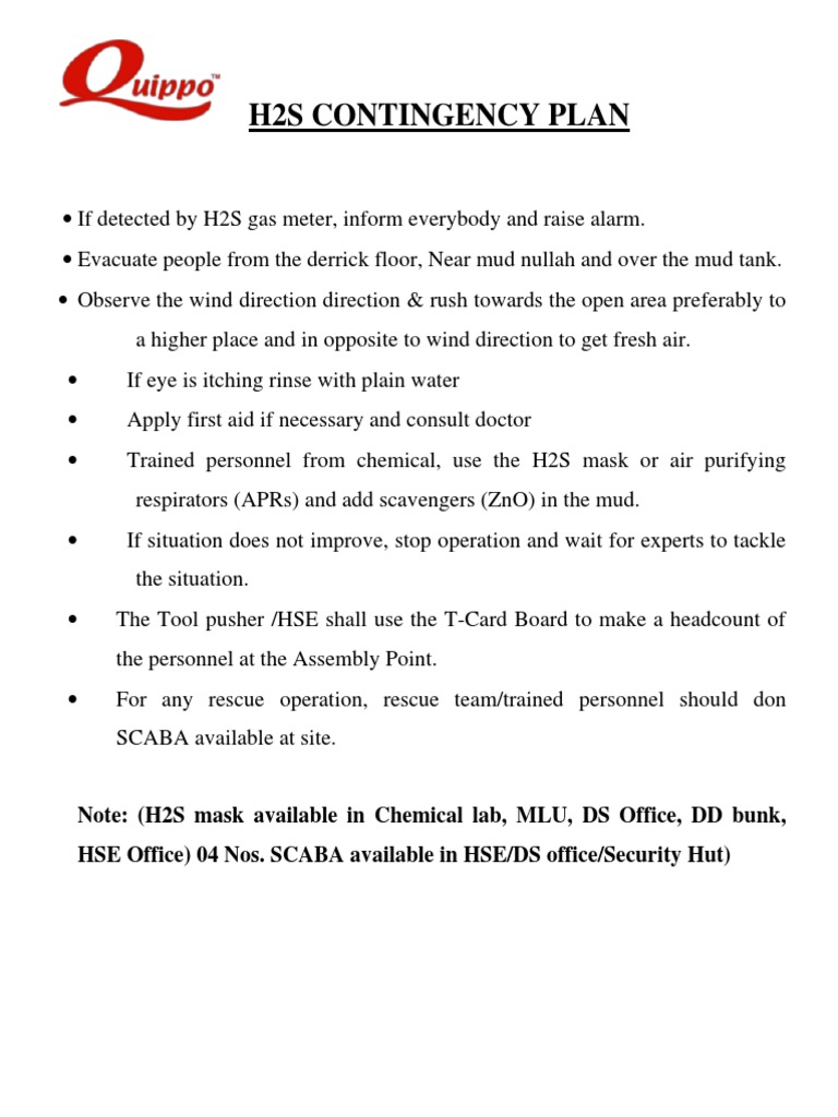 H2S Emergency Response Plan | PDF