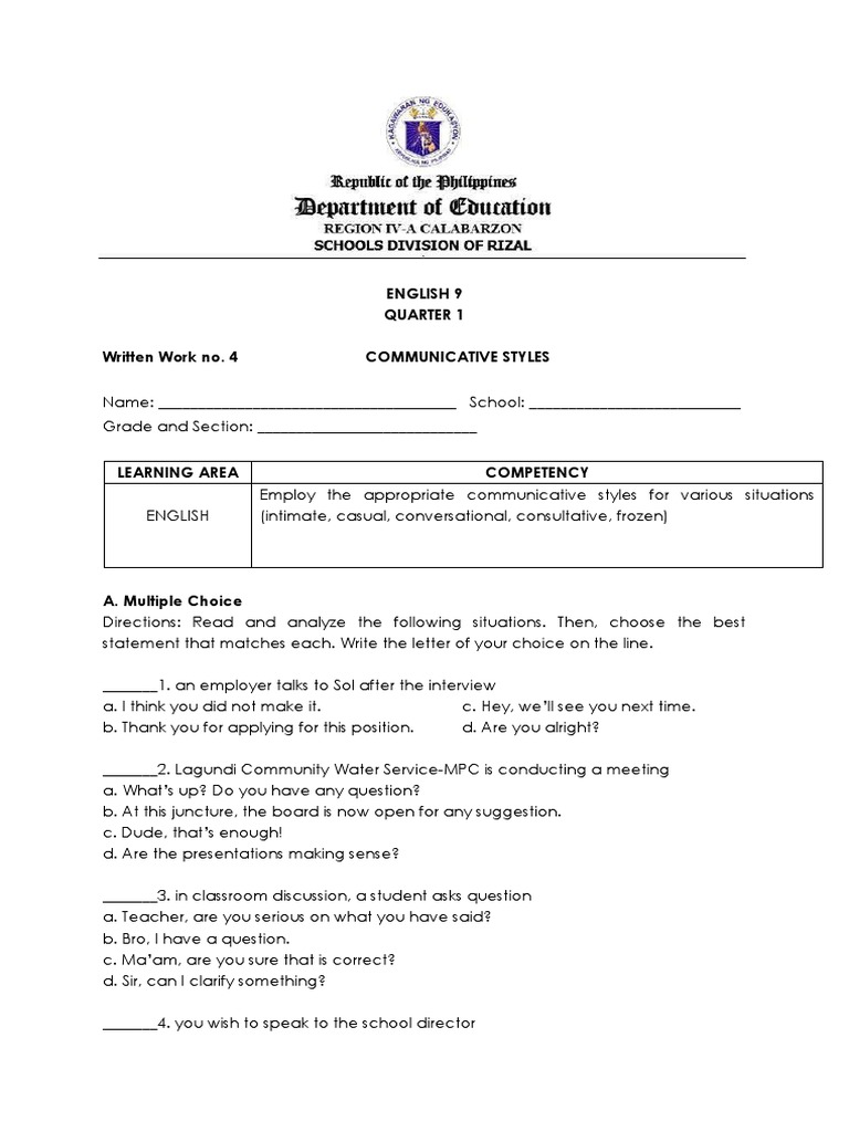 Grade9 WW4 English | PDF