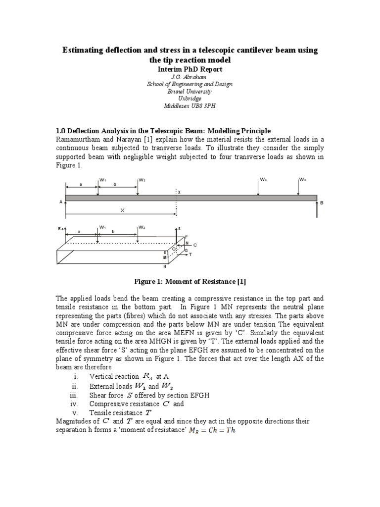 Estimating Deflection and Stress in Telescopic Cantilever Beams Using ...