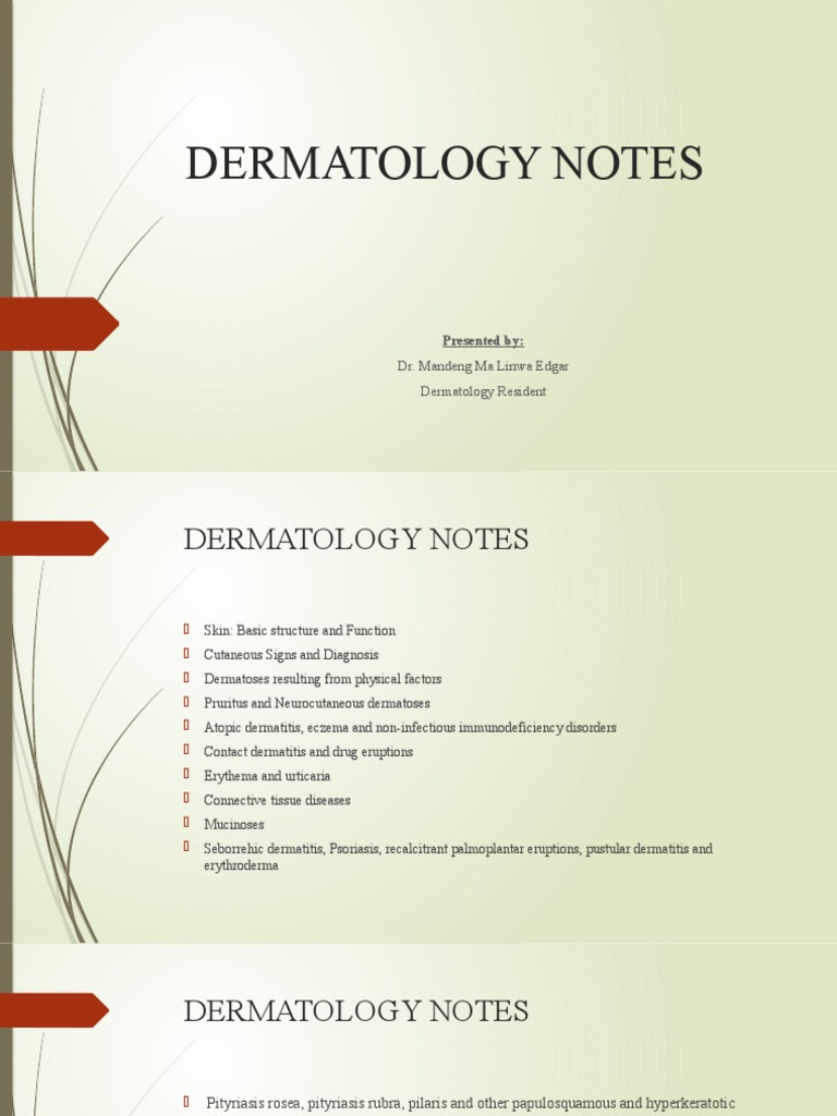Dermatology Resident Notes | PDF | Fungus | Clinical Medicine