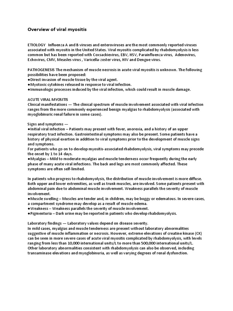 Overview Of Viral Myositis Pdf Infection Inflammation