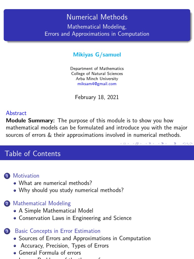 Numerical Lecture Note Chap1 31048 | PDF | Mathematics | Force