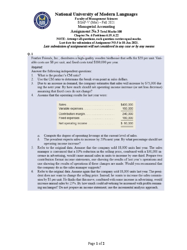 BSAF V MA Ch.6 Assignment 3 | PDF