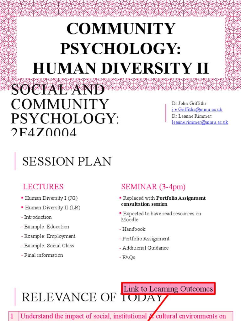 Community Psychology 2017-18 - Week 11 - Human Diversity II | PDF ...