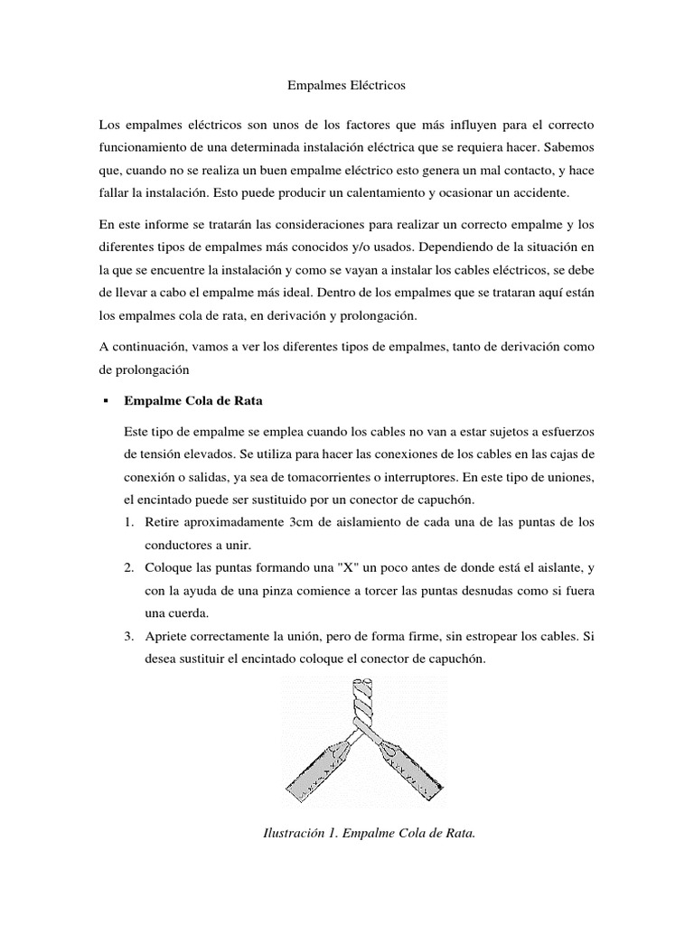 Tipos de Empalmes Eléctricos y Métodos | PDF | Aislador (Electricidad ...