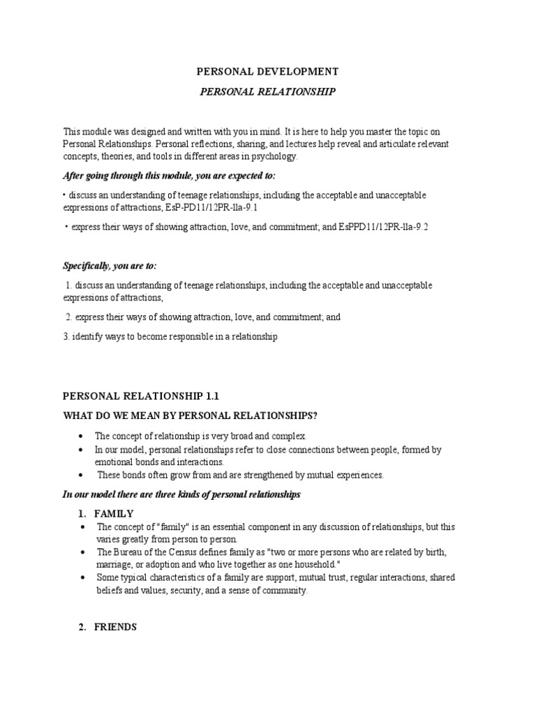 Personal Relationship Hand Out | PDF | Intimate Relationships | Infidelity