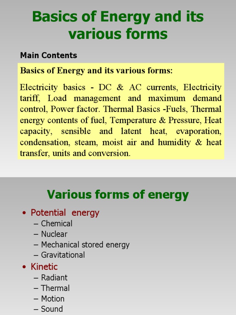 Energy Basics: Forms, Conversion, and Measurement | PDF | Humidity ...