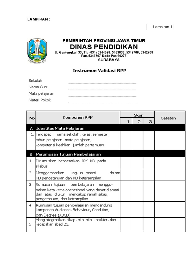 Instrumen RPP K13 | PDF