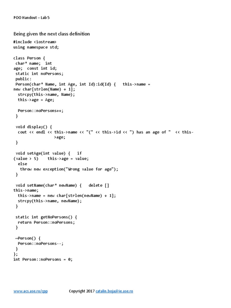 Poo Handout Lab 5 Pdf Constructor Object Oriented Programming Programming
