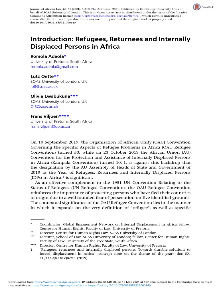 Introduction Refugees Returnees and Internally Dis | PDF | Internally ...