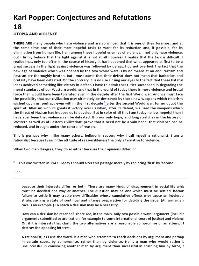 Karl Popper Conjectures and Refutations | PDF | Rationality | Rationalism