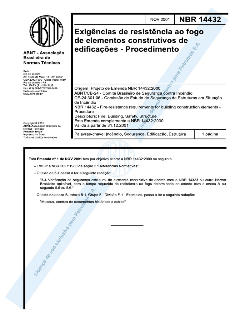 NBR-14432 - Exigências de Resistência Ao Fogo de Elementos Construtivos ...
