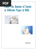 Casein Content in Milk Samples Study | PDF | Chemistry | Nutrition