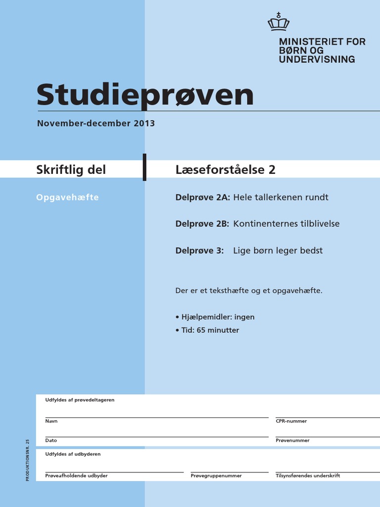 Læseforståelse 2 - Opgaver | PDF