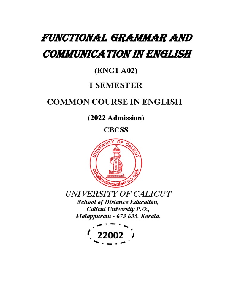 SLM-I Sem English-Functional Grammar and Communication in English (Scrutinized Final Draft ...