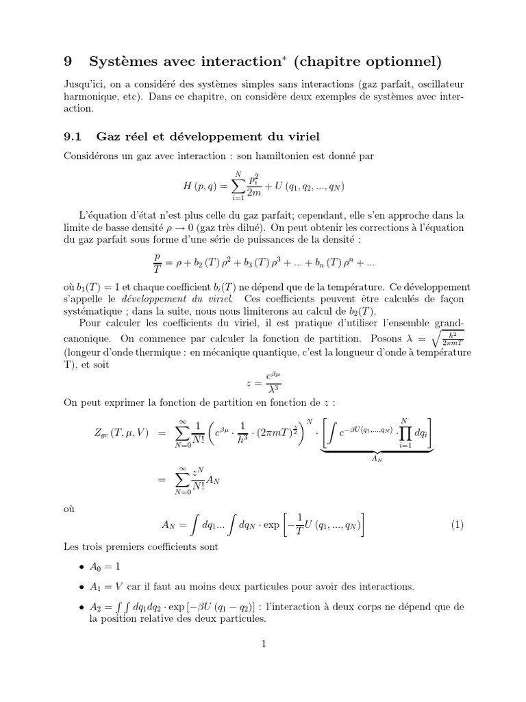 Développement du viriel et modèle d'Ising | PDF | Transition de phase ...