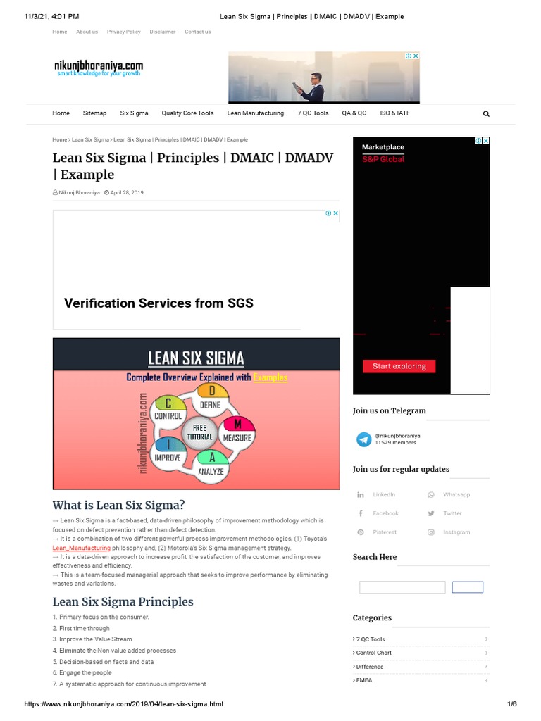 Lean Six Sigma Principles - DMAIC&DMADV - Example | PDF | Six Sigma ...
