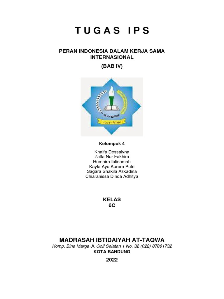 Tugas IPS 6c Peran Indonesia Kerjasama Internasional | PDF