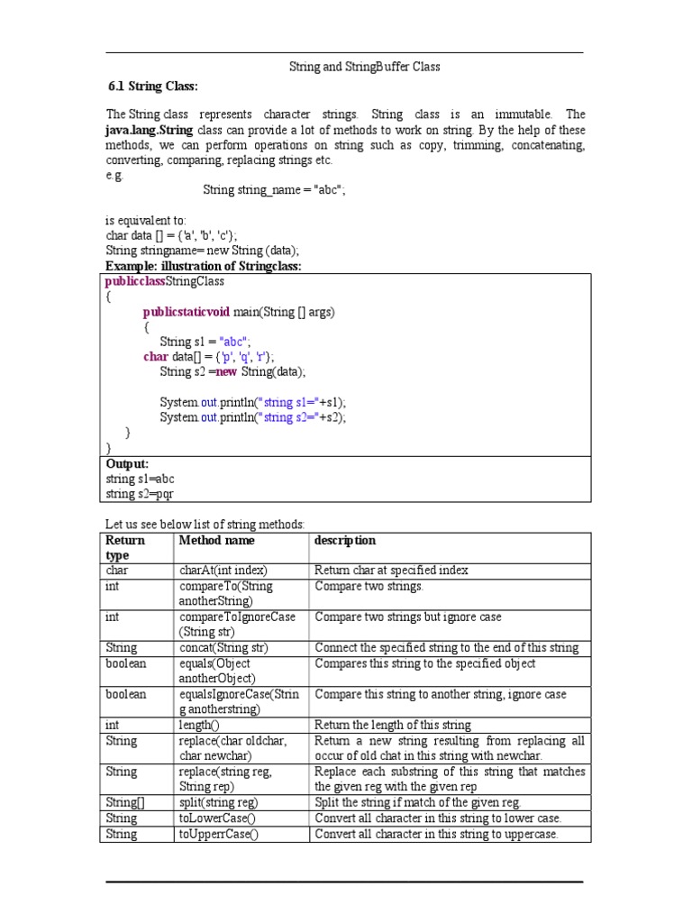 Unit 6 String And Stringbuffer Pdf String Computer Science Formalism Deductive