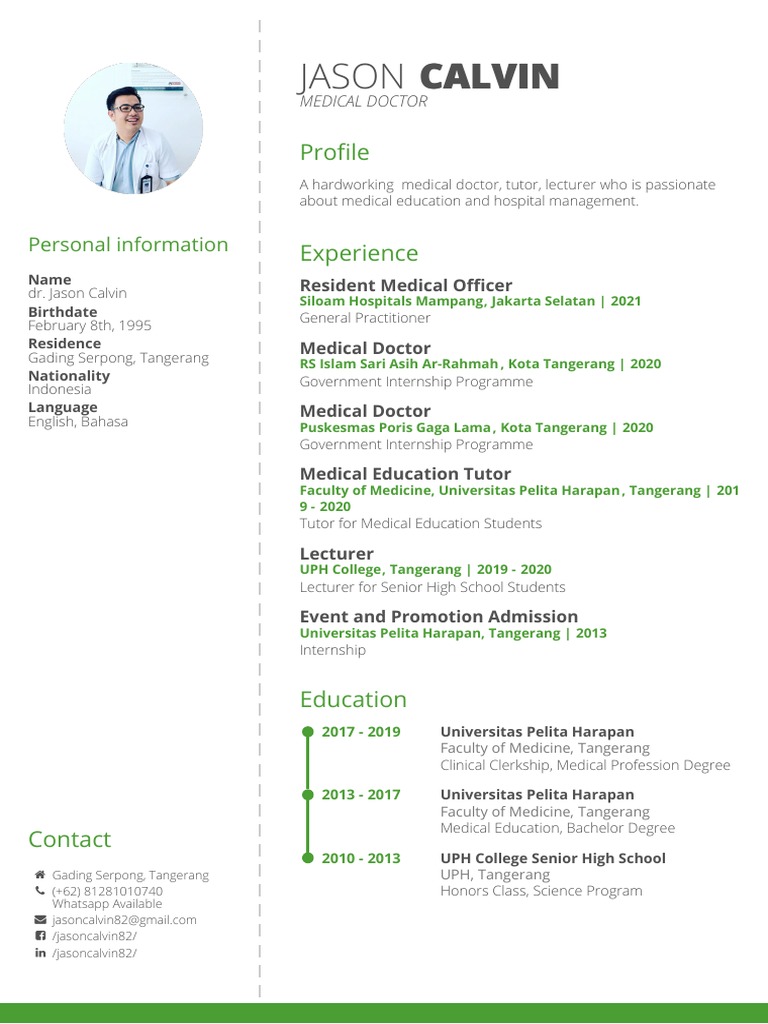 CV - Jason Calvin | PDF | Medical School | Doctor Of Medicine