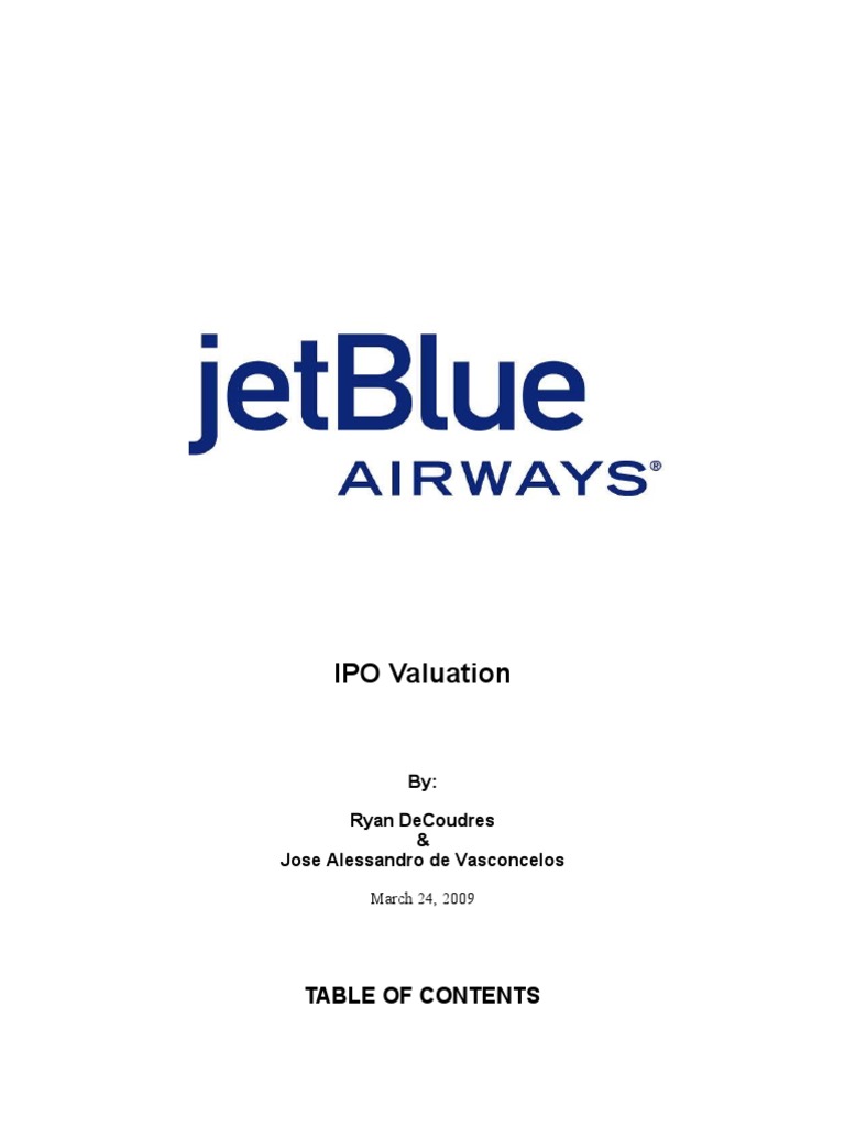JetBlue Airways IPO Valuation | PDF | Initial Public Offering ...